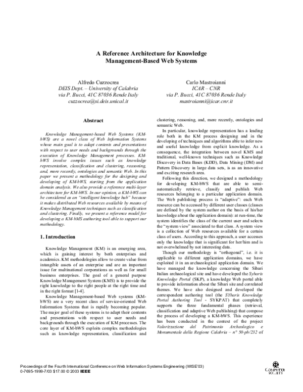 (PDF) A Reference Architecture for Knowledge Management-Based Web Systems
