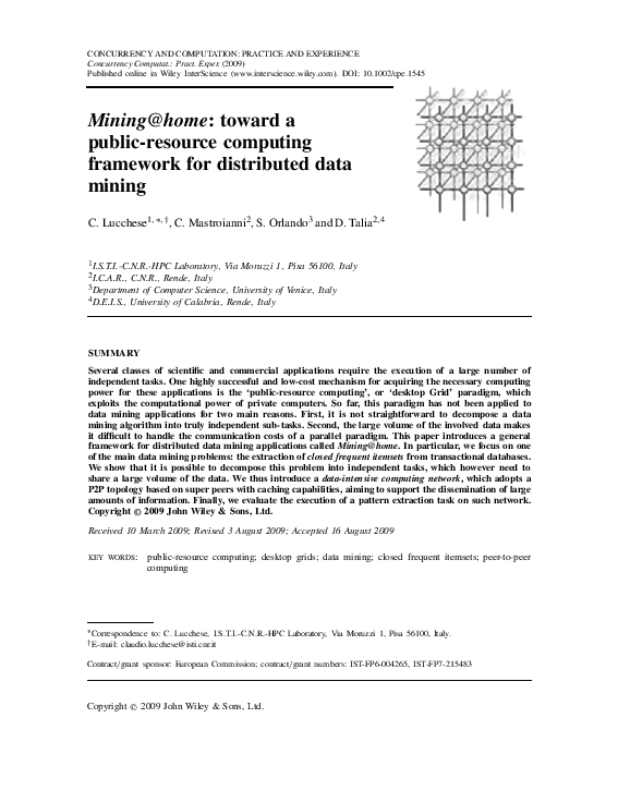 (PDF) Mining@home: A Framework for Distributed Data Mining