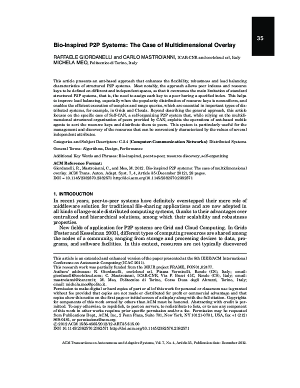 (PDF) Bio-Inspired P2P Systems