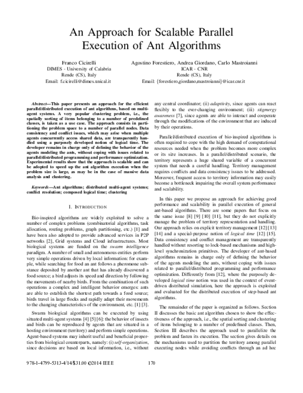 (PDF) An approach for scalable parallel execution of ant algorithms