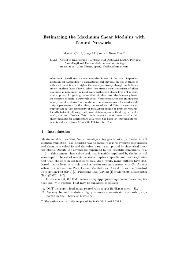 (PDF) Estimating the Maximum Shear Modulus with Neural Networks | Manuel Cruz - Academia.edu