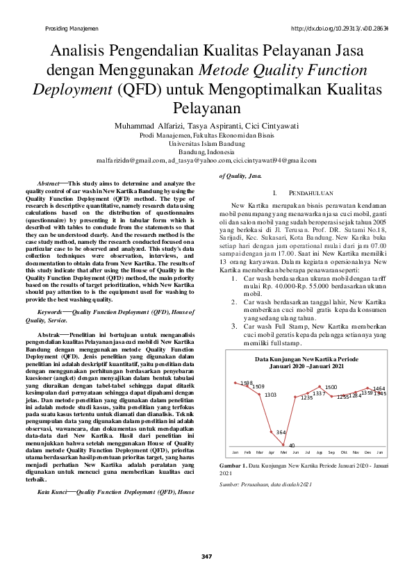(PDF) Analisis Pengendalian Kualitas Pelayanan Jasa dengan Menggunakan Metode Quality Function ...