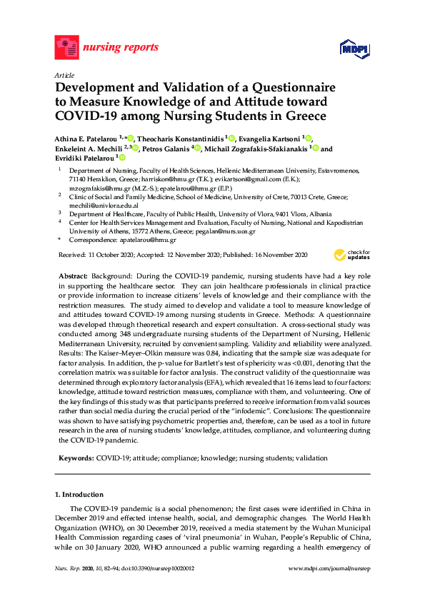 (PDF) Development and Validation of a Questionnaire to Measure Knowledge of and Attitude toward ...