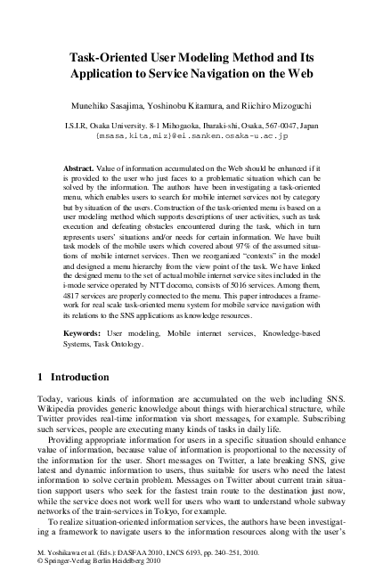 (PDF) Task-Oriented User Modeling Method and Its Application to Service Navigation on the Web