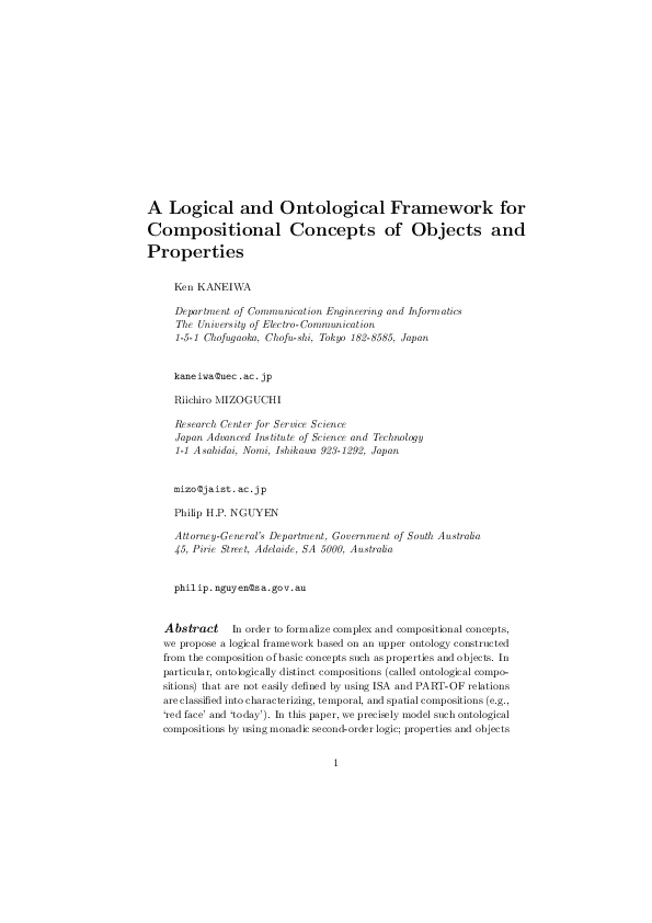 (PDF) A Logical and Ontological Framework for Compositional Concepts of Objects and Properties