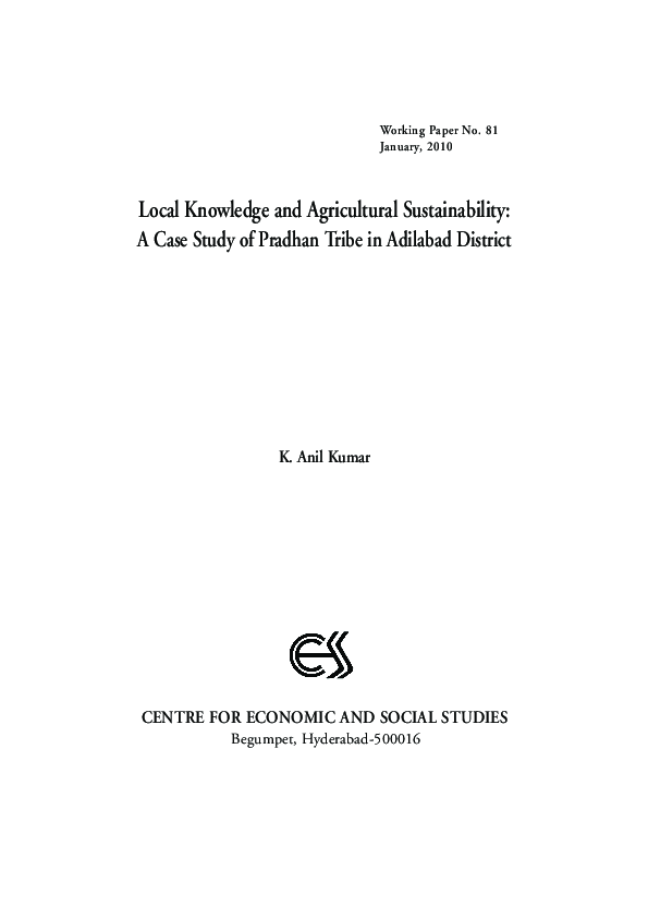 (PDF) Local Knowledge and Agricultural Sustainability: A Case Study of ...
