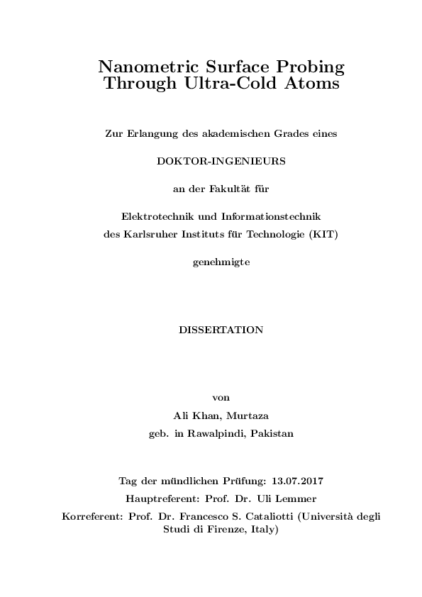 (PDF) Nanometric surface probing through ultra-cold atoms