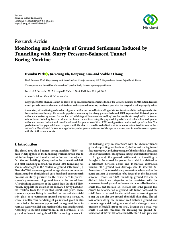 (PDF) Monitoring and Analysis of Ground Settlement Induced by ...