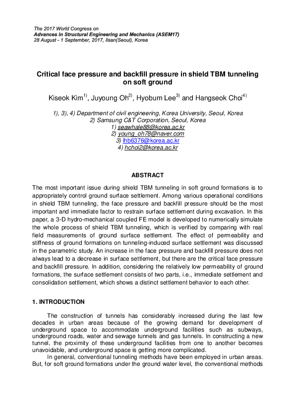 (PDF) Critical face pressure and backfill pressure in shield TBM ...