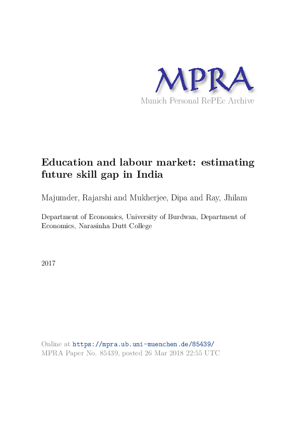 (PDF) Education and labour market: estimating future skill gap in India