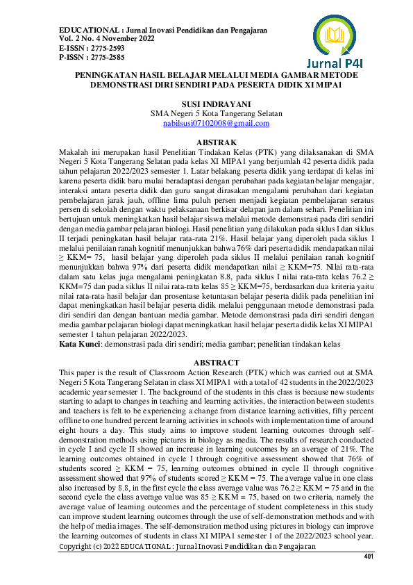 (PDF) Peningkatan Hasil Belajar Melalui Media Gambar Metode Demonstrasi Diri Sendiri Pada ...