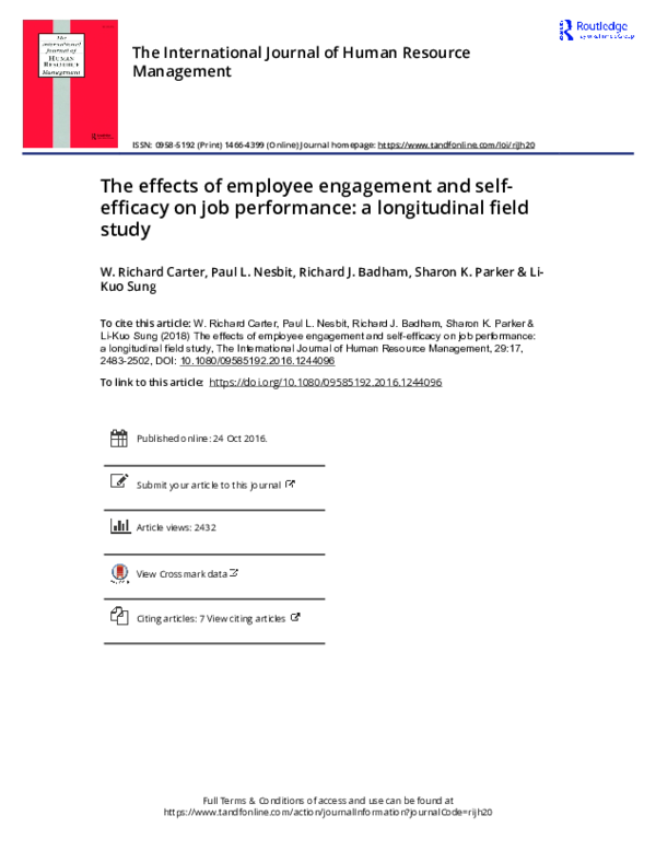 (PDF) The effects of employee engagement and self-efficacy on job ...