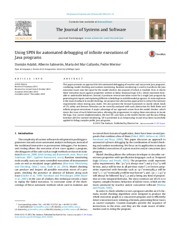 (PDF) Using SPIN for automated debugging of infinite executions of Java ...