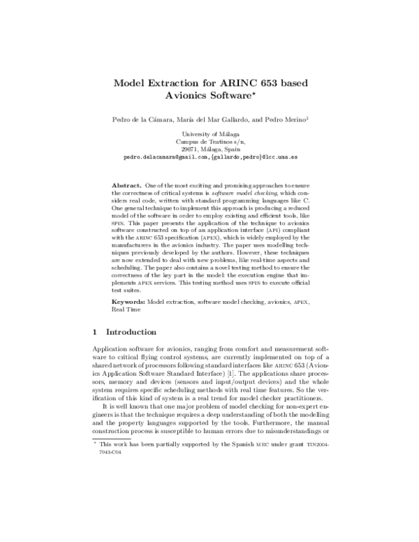 (PDF) Model Extraction for ARINC 653 Based Avionics Software
