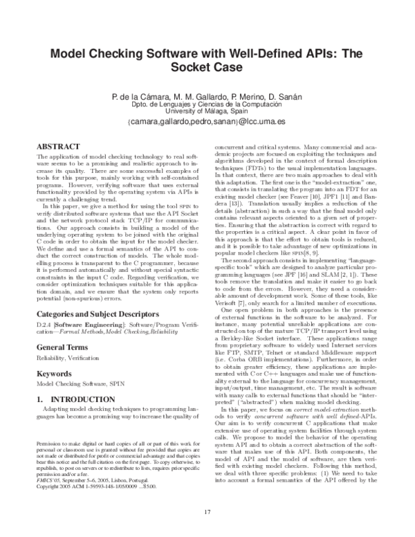 Pdf Model Checking Software With Well Defined Apis Pedro Merino