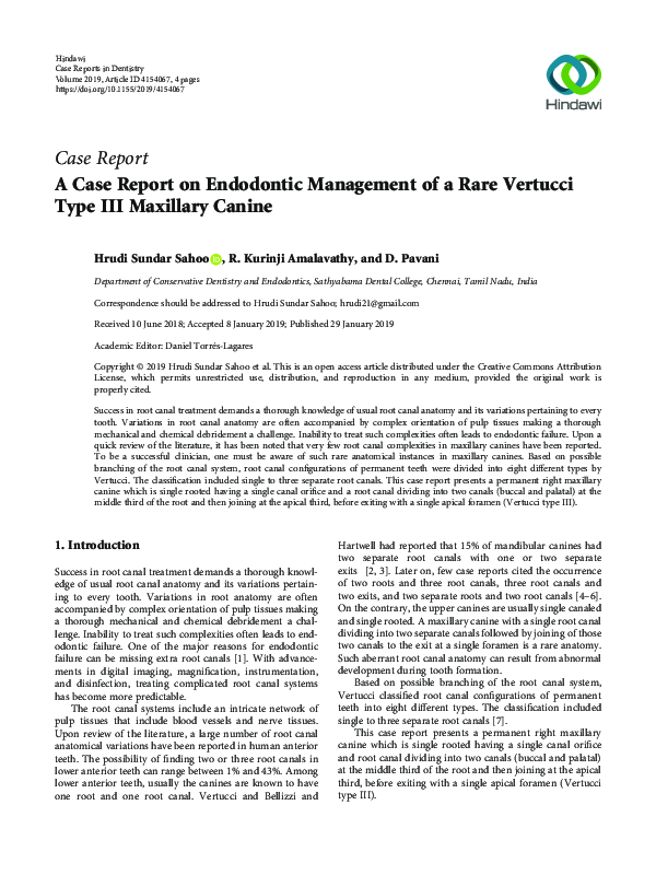 (PDF) A Case Report on Endodontic Management of a Rare Vertucci Type ...