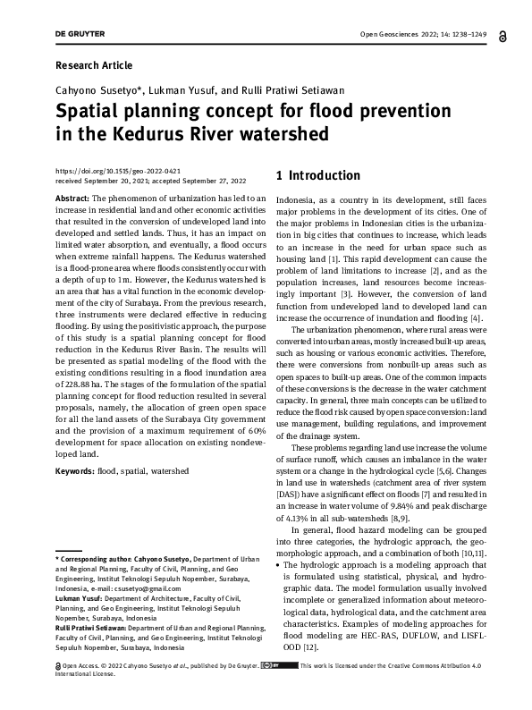 (PDF) Spatial planning concept for flood prevention in the Kedurus ...