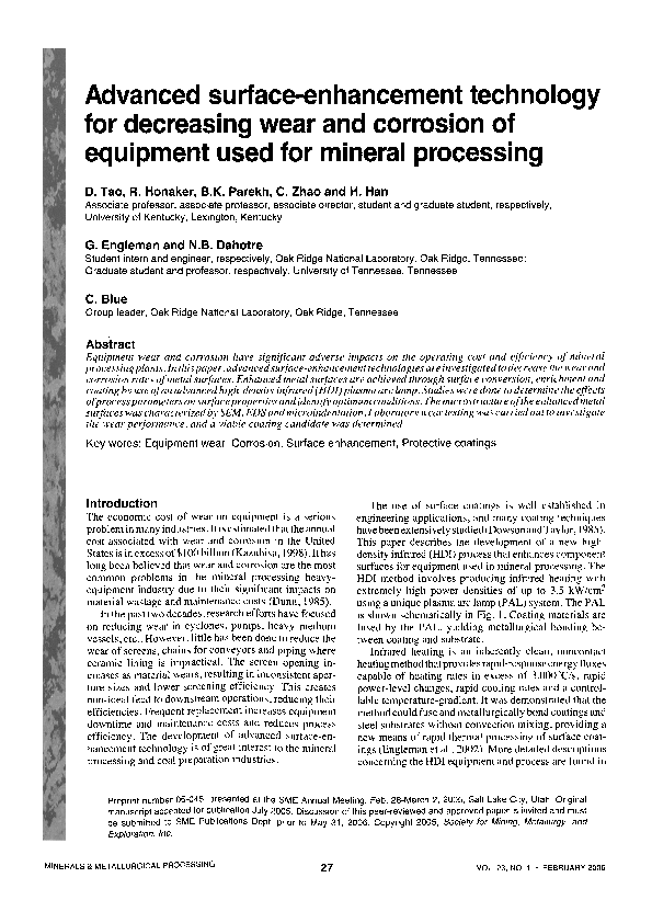 (PDF) Advanced surface-enhancement technology for decreasing wear and ...