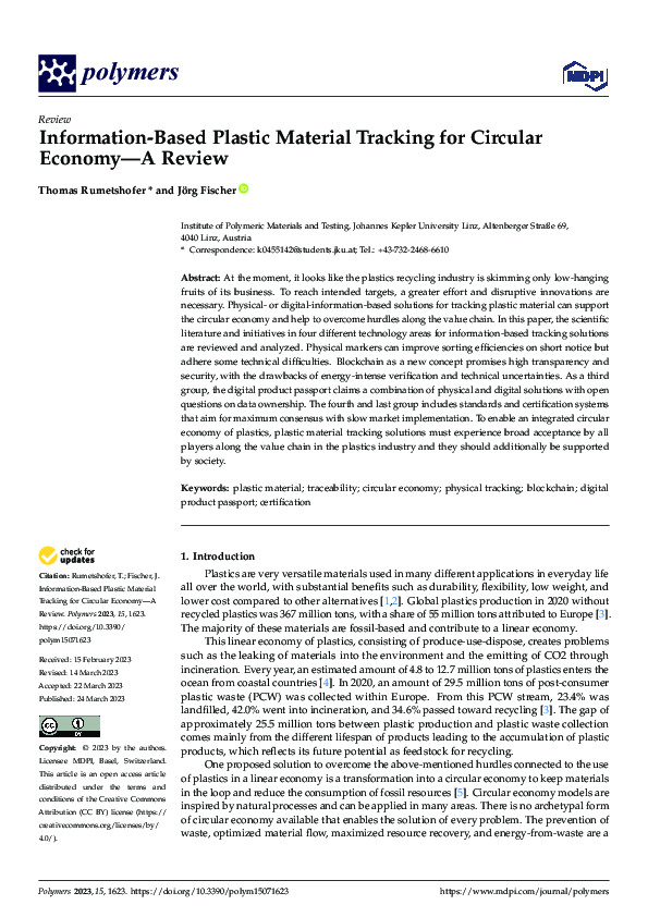 (PDF) Information-Based Plastic Material Tracking for Circular Economy ...