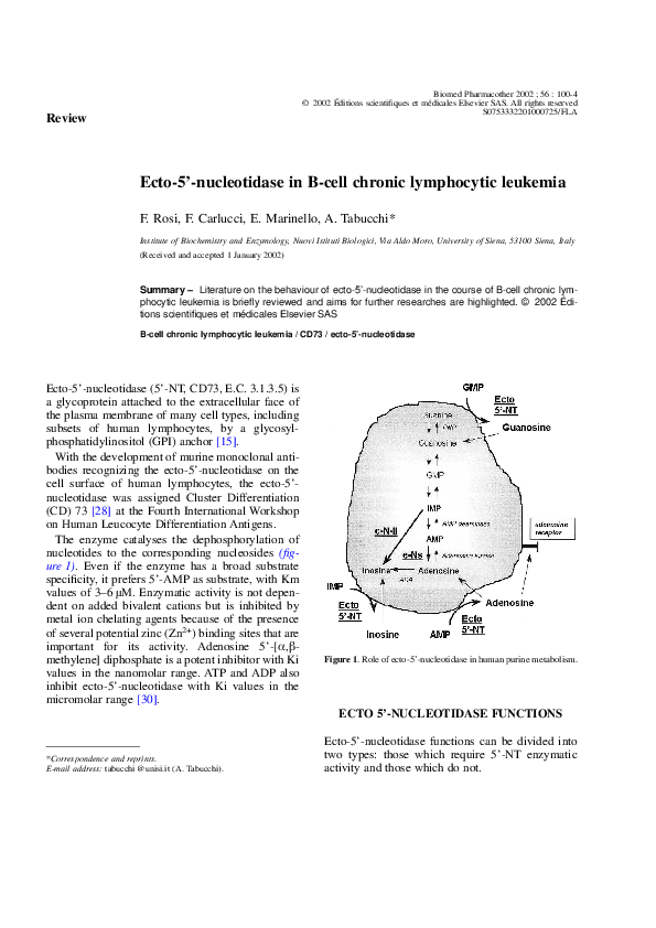 (PDF) Ecto-5’-nucleotidase in B-cell chronic lymphocytic leukemia