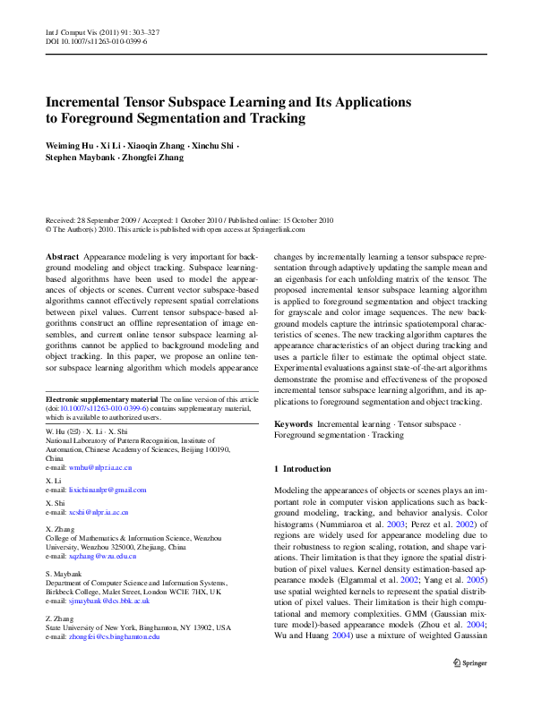 (PDF) Incremental Tensor Subspace Learning and Its Applications to Foreground Segmentation and ...