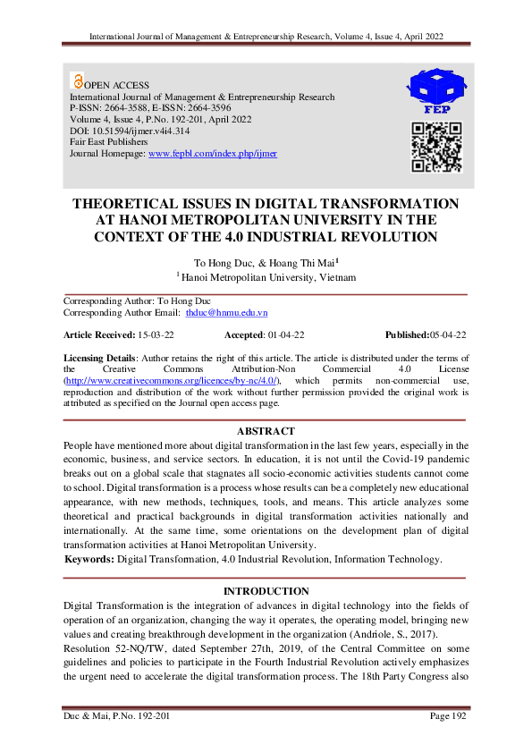 (PDF) THEORETICAL ISSUES IN DIGITAL TRANSFORMATION AT HANOI ...