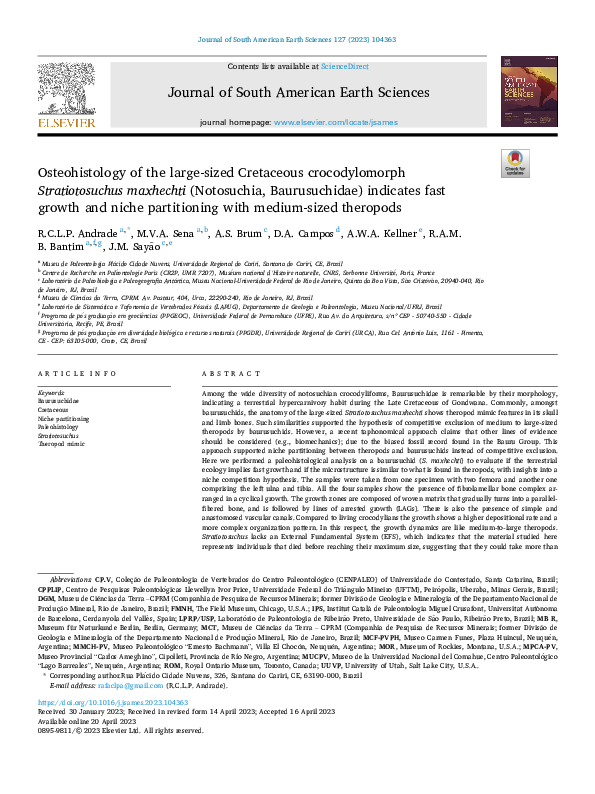 (PDF) Osteohistology of the large-sized Cretaceous crocodylomorph ...