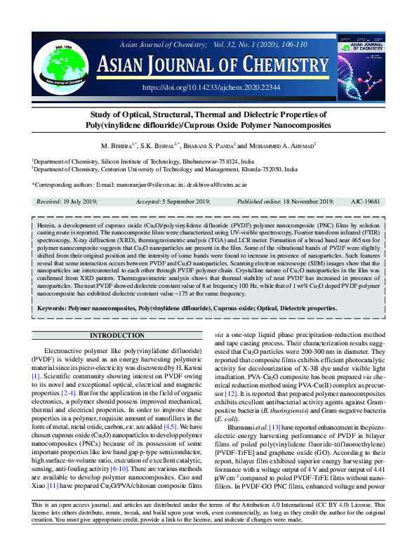 (PDF) Study of Optical, Structural, Thermal and Dielectric Properties ...