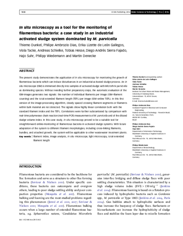 (PDF) In situ microscopy as a tool for the monitoring of filamentous ...