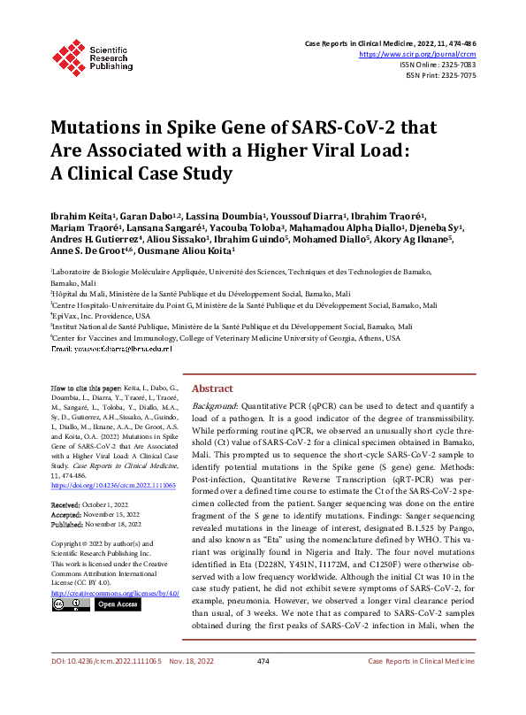 (PDF) Mutations in Spike Gene of SARS-CoV-2 that Are Associated with a ...