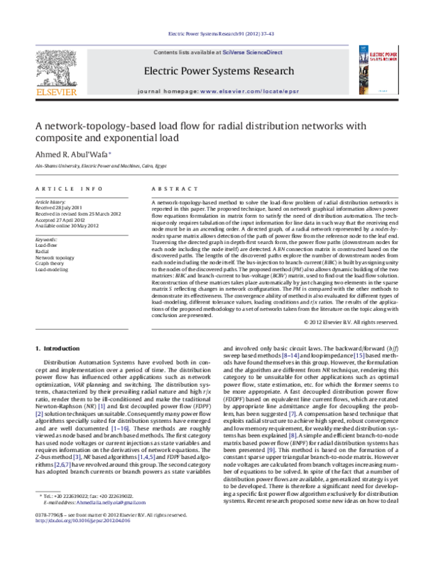 (PDF) A network-topology-based load flow for radial distribution networks with composite and ...