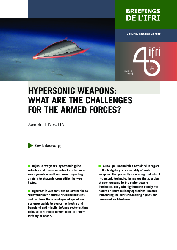 (PDF) Hypersonic Weapons: What Are the Challenges for the Armed Forces?