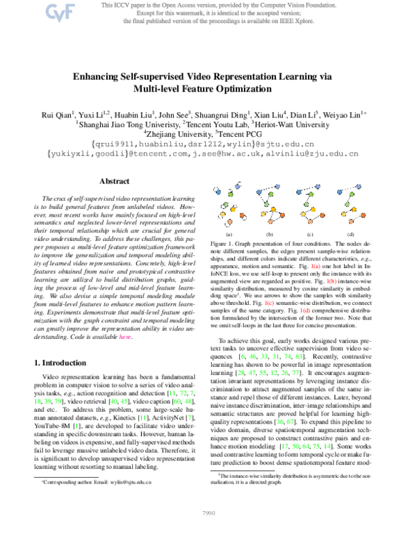(PDF) Enhancing Self-supervised Video Representation Learning via Multi-level Feature Optimization
