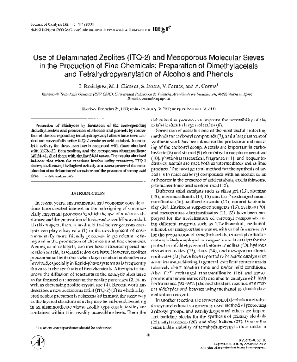 (PDF) Use of delaminated zeolites (ITQ-2) and mesoporous molecular ...