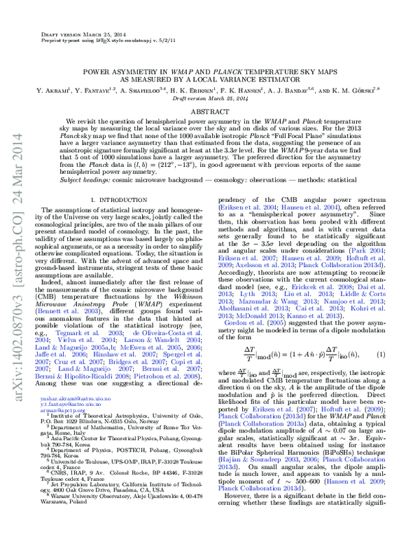 (PDF) Power Asymmetry in Wmap and Planck Temperature Sky Maps as Measured by a Local Variance ...