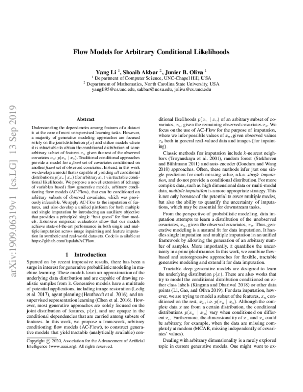 (PDF) Flow Models for Arbitrary Conditional Likelihoods
