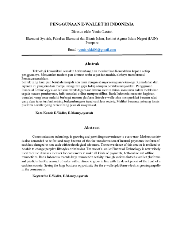 (DOC) PENGGUNAAN E-WALLET DI INDONESIA