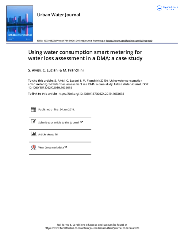 (PDF) Using water consumption smart metering for water loss assessment ...