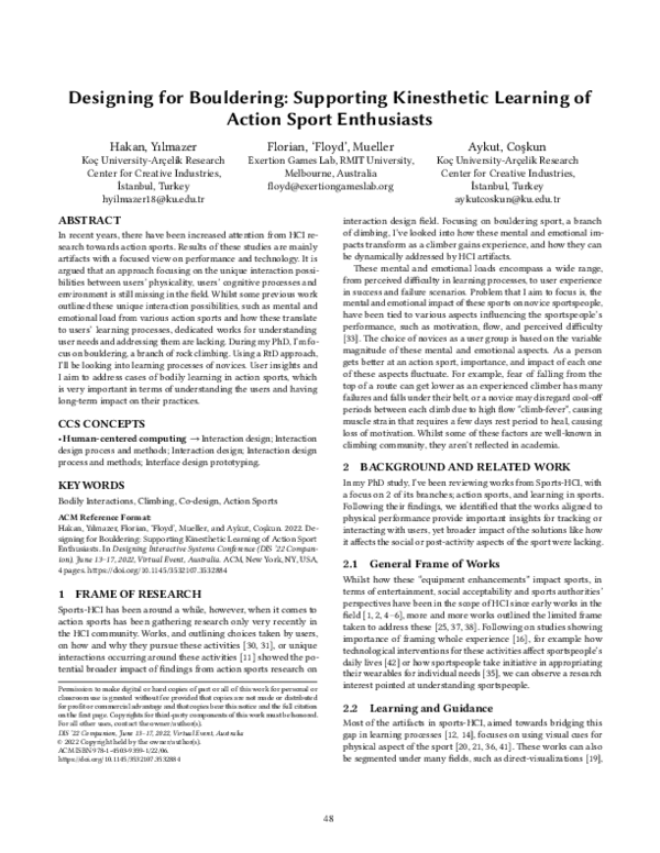 (PDF) Designing for Bouldering: Supporting Kinesthetic Learning of ...