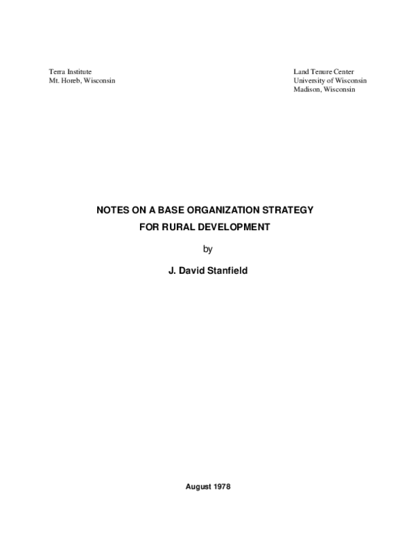(PDF) Notes on a Base Organization Strategy for Rural Development