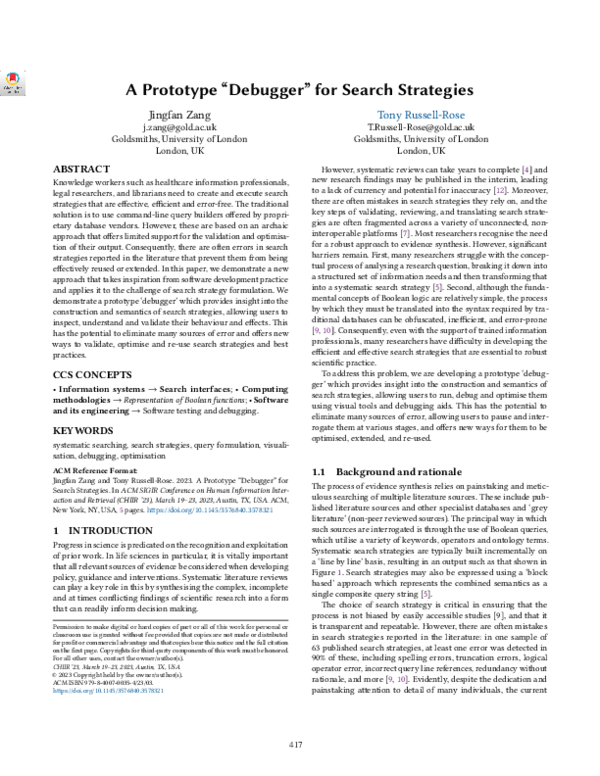 (PDF) A Prototype “Debugger” for Search Strategies | Tony Russell-Rose - Academia.edu