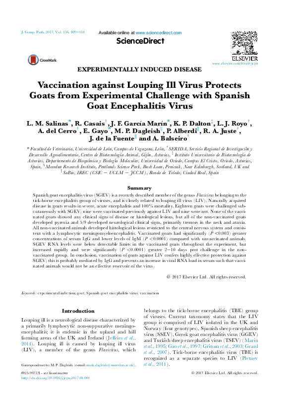 (PDF) Vaccination against Louping Ill Virus Protects Goats from ...