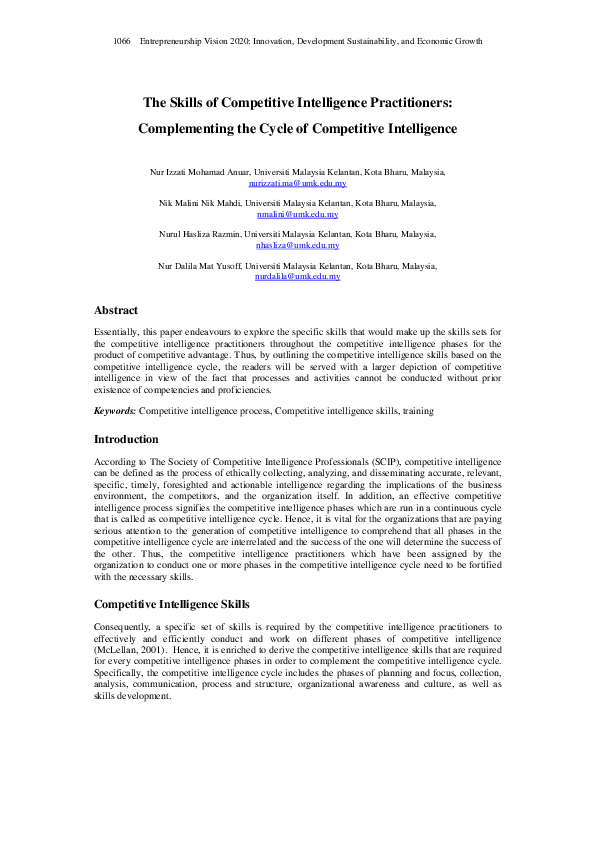 (PDF) The skills of competitive intelligence practitioners ...