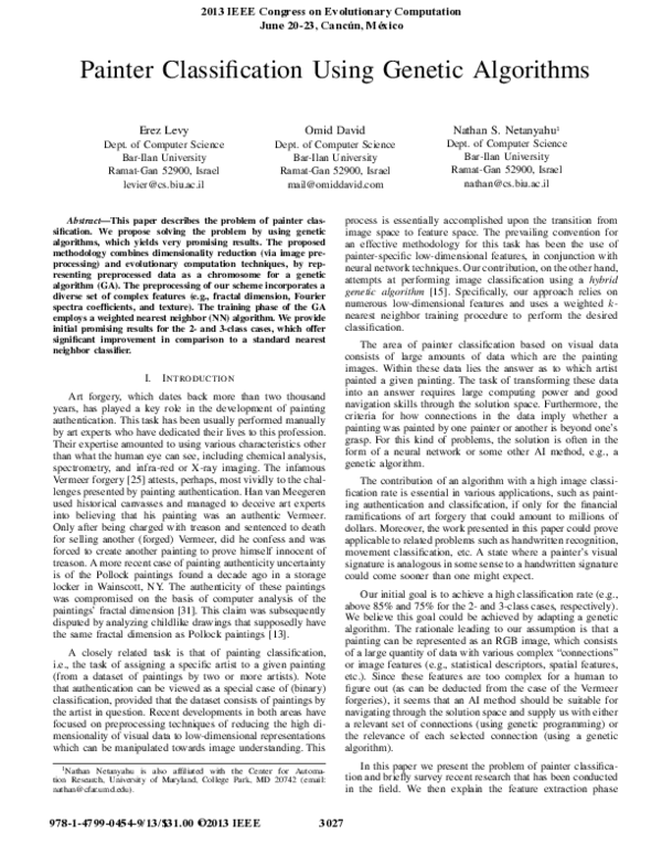 (PDF) Painter classification using genetic algorithms