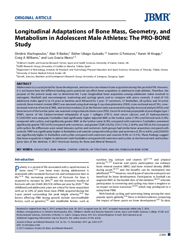 (PDF) Longitudinal Adaptations of Bone Mass, Geometry, and Metabolism ...