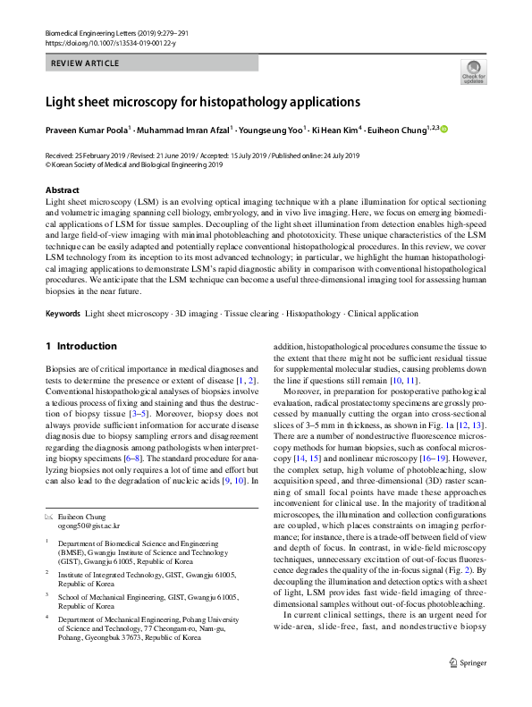 Pdf Light Sheet Microscopy For Histopathology Applications