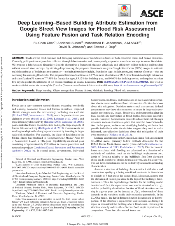 (PDF) Deep Learning–Based Building Attribute Estimation from Google Street View Images for Flood ...