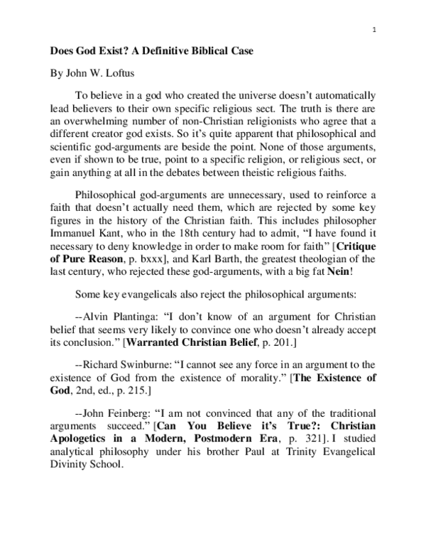 (PDF) Does God Exist? A Definitive Biblical Case