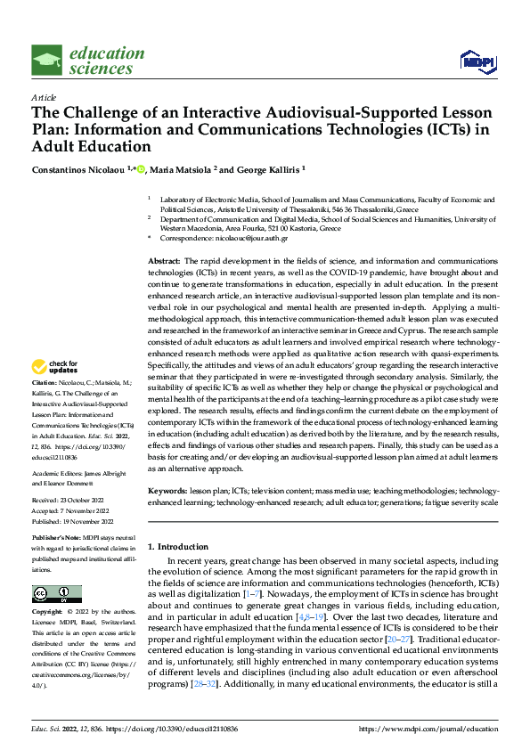 (PDF) The Challenge of an Interactive Audiovisual-Supported Lesson Plan: Information and ...