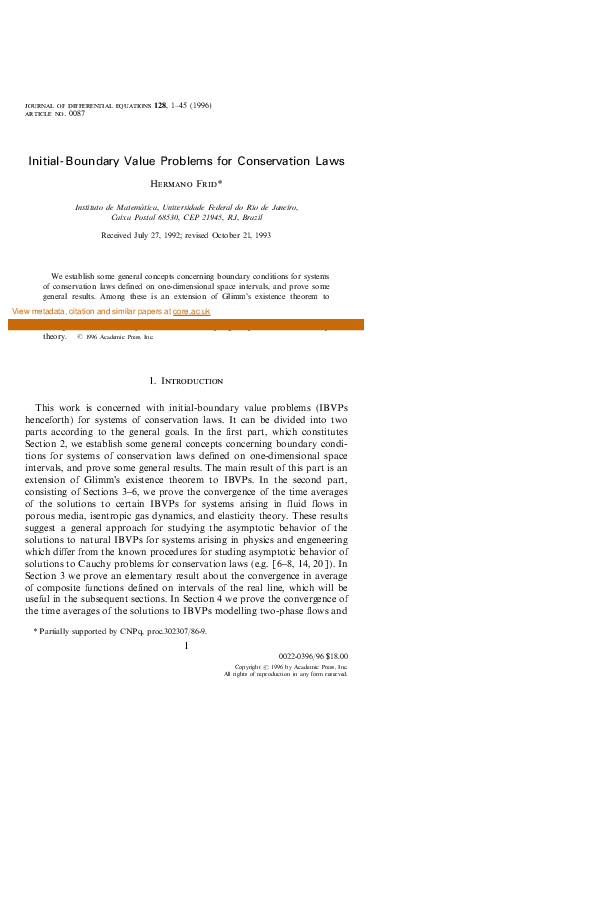 Pdf Initial Boundary Value Problems For Conservation Laws 2138